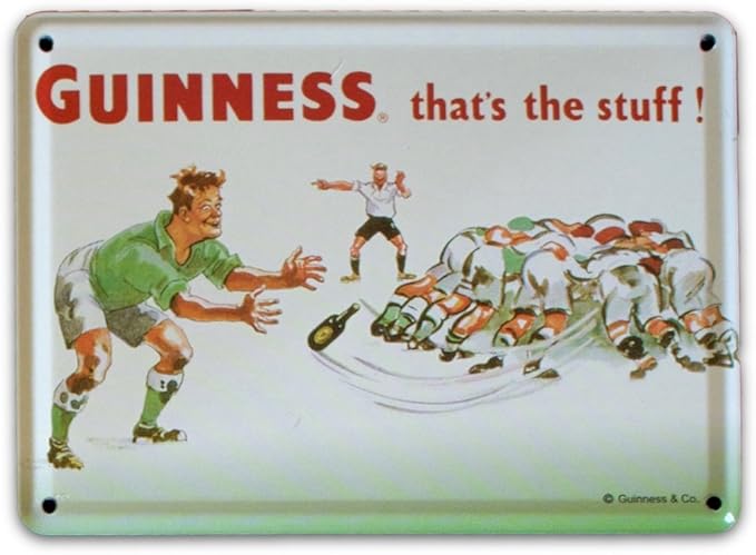 GUINNESS IRISH RUGBY Small Metal Tin Pub Sign: Amazon.co.uk: Kitchen & Home