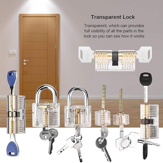 7pcs Acrylic Multi Type Lock Transparent Padlock with Training Lock ...