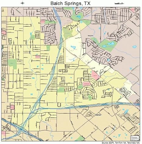 Amazon.com: Large Street & Road Map of Balch Springs, Texas TX ...
