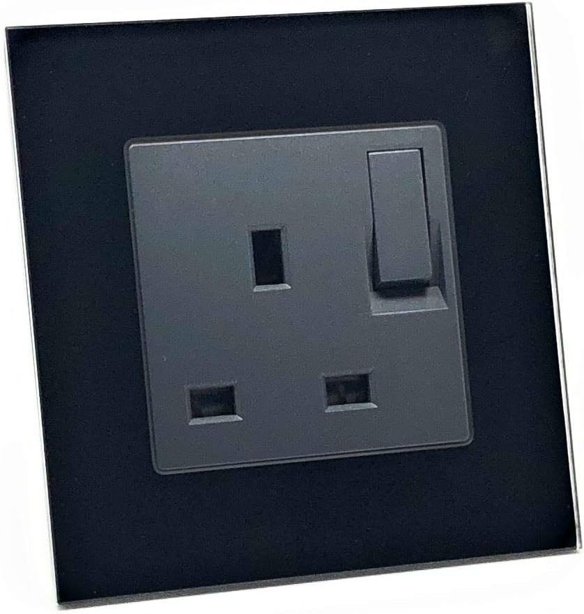illucio Designer 1 Gang Switched Electrical Plug Socket in Black – BigaMart