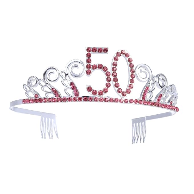 Frcolor 50th Birthday Tiara Crystal Rhinestone Women 50th Birthday ...