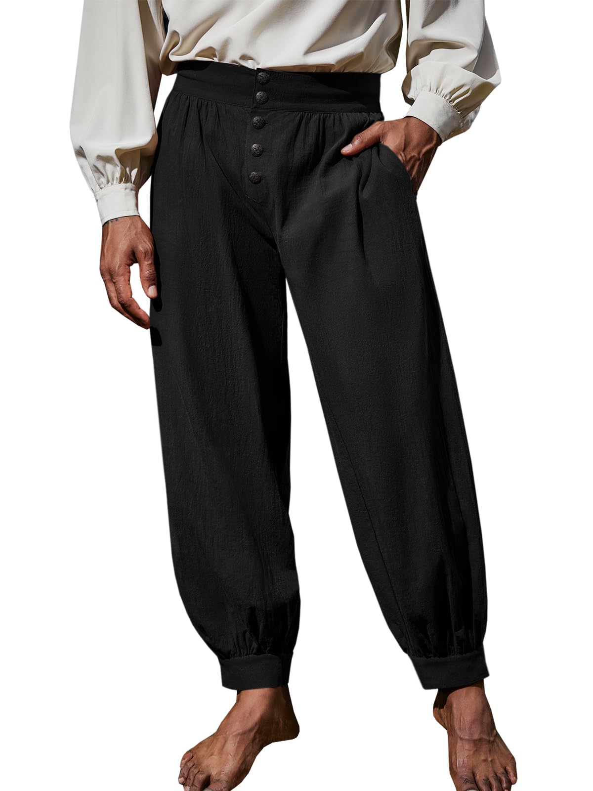 Runcati Mens Medieval Pirate Pants Renaissance Viking Knicker Colonial ...