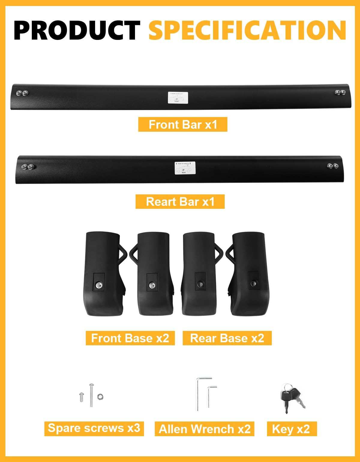 Tuyoung 220lbs Lockable Roof Rack Cross Bars Compatible With Jeep ...