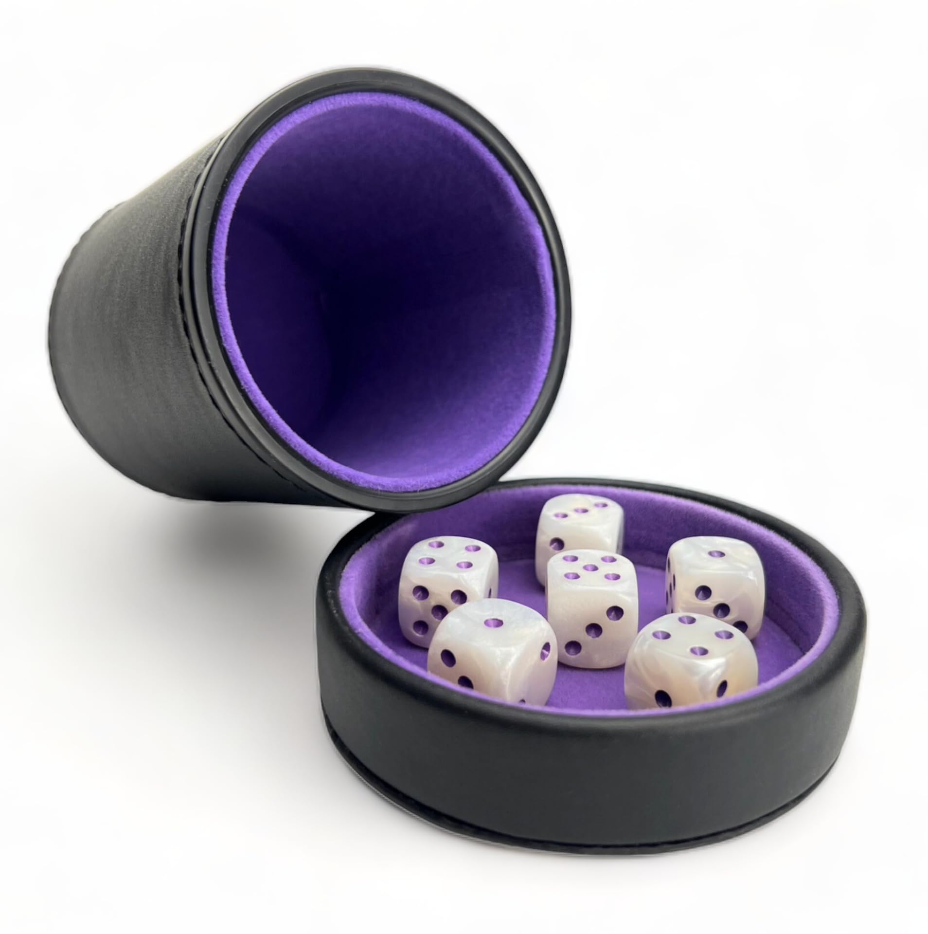 Mua Luck Lab Leather Dice Cup with Lid Including 6 Matching White Pearl ...