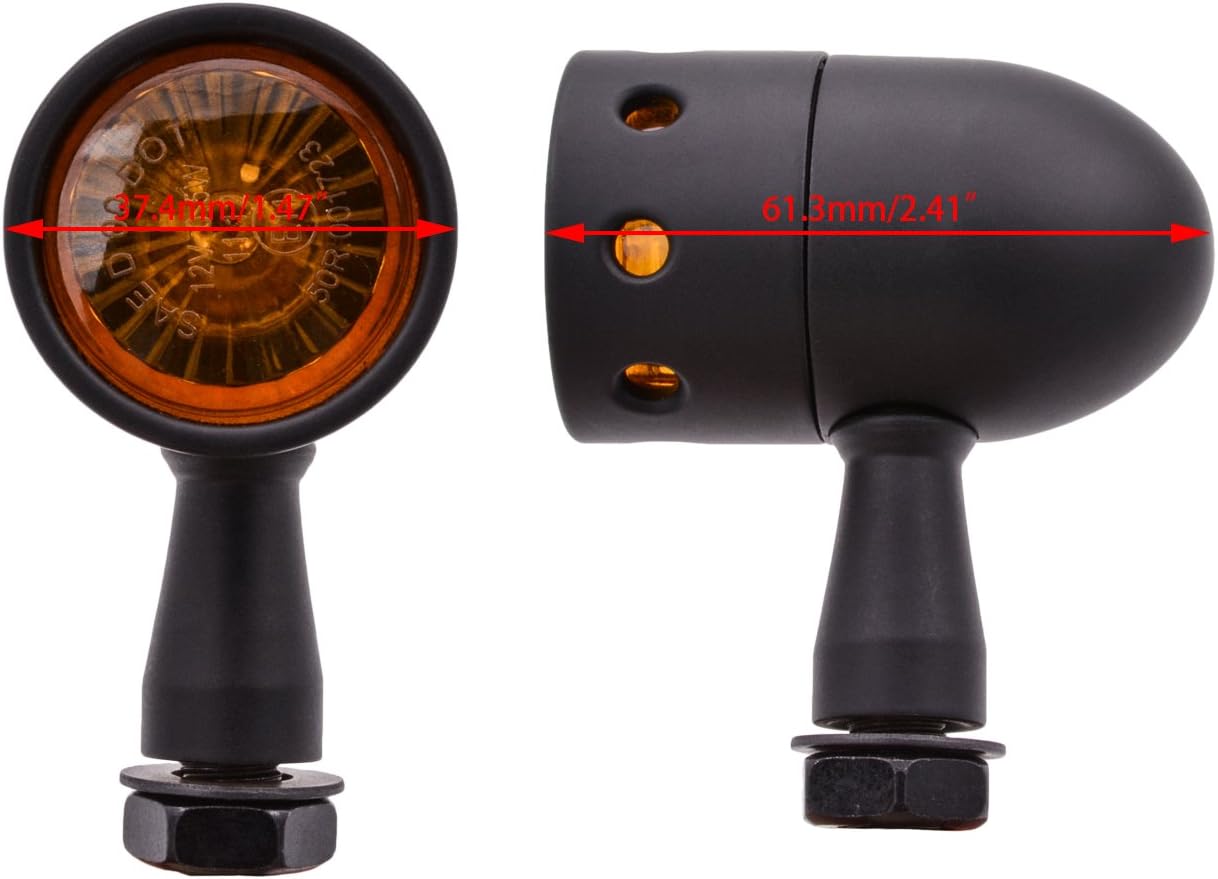 NATGIC 2PCS Motorcycle Turn Signal Light Amber/Yellow Black CNC ...