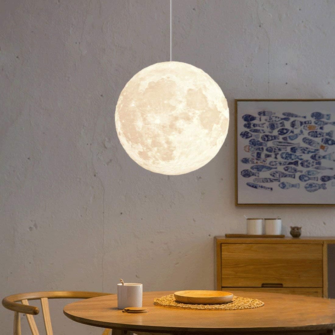 MQUPIN 8"10“12”14“16''18” Moon Pendant Lamp 3D Printing Moon Light ...