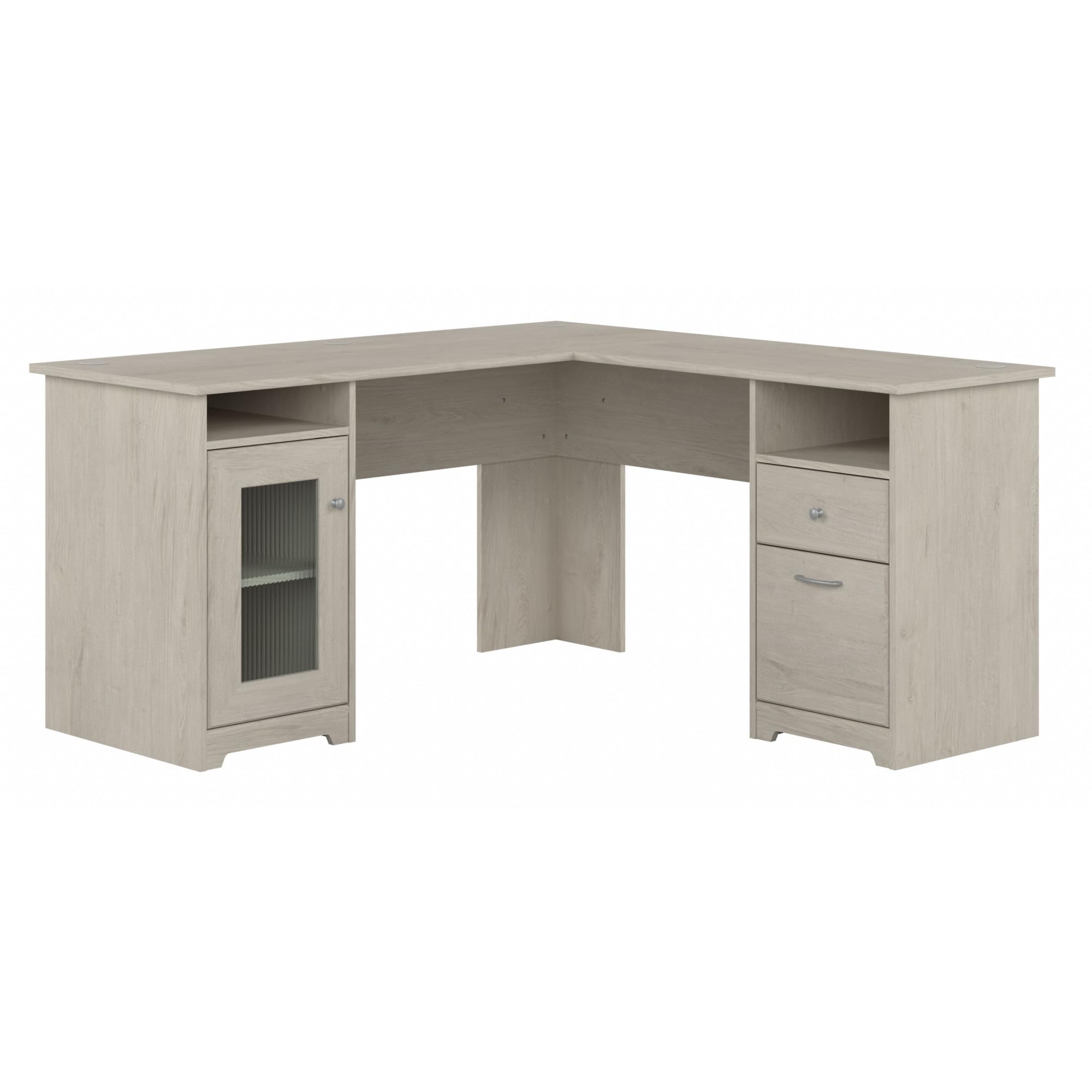 Bush Furniture Cabot 60W L Shaped Computer Desk with Storage in Linen ...