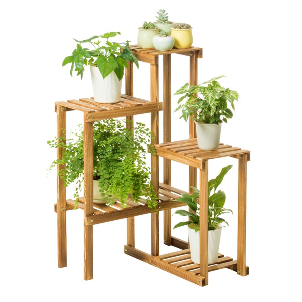 KTYx Solid Wood Flower Shelf Balcony Multi level Floor Green Green ...