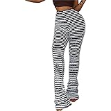 Amazon.com: Vaceky Women's Stacked Fuzzy Pants High Waist Black and ...