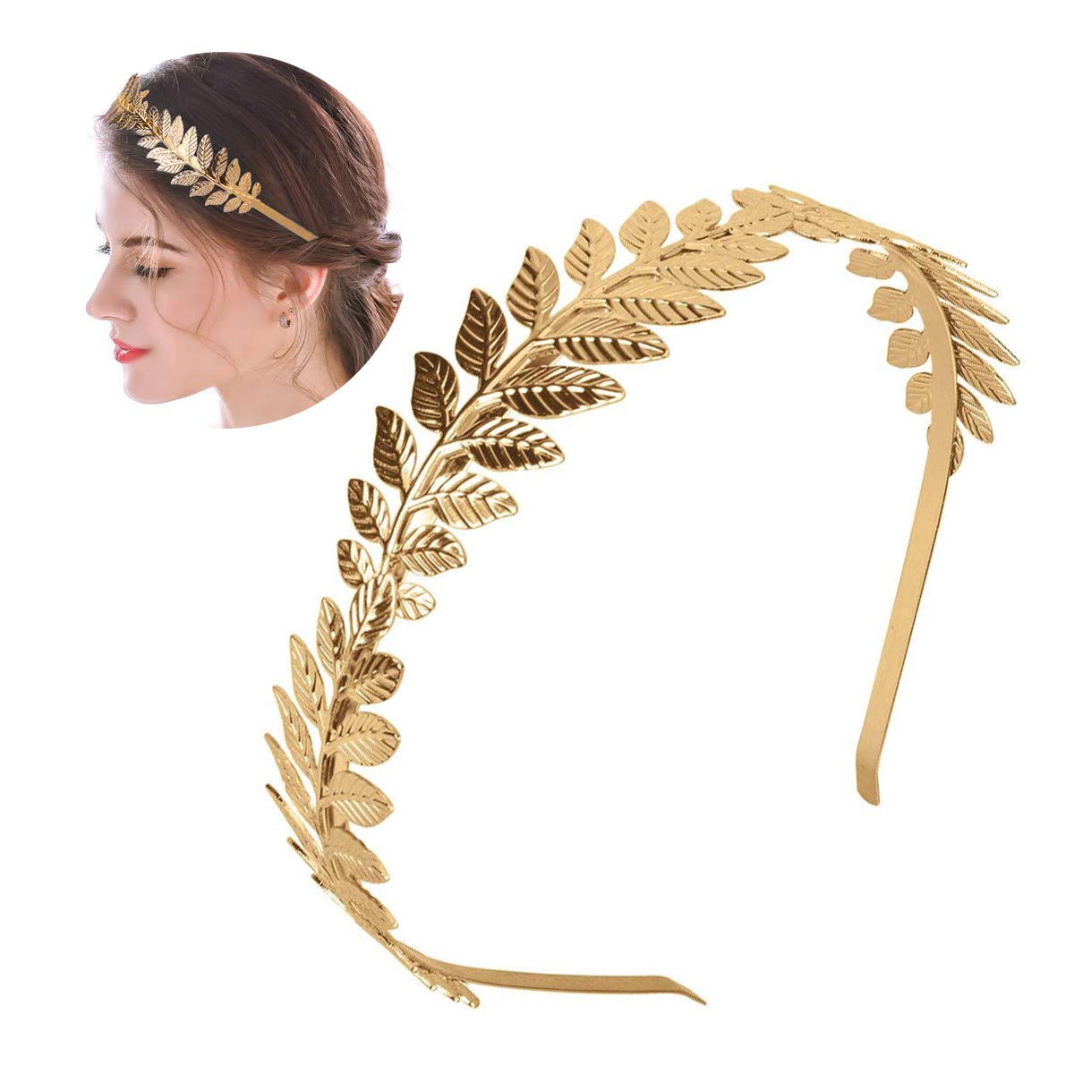 Roman Leaf Crown,XCOZU Goddess Tiara Gold Leaf Band Crown of Leaves ...
