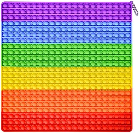 PUWAN 484 Bubbles Super Jumbo Size Square Pop Rainbow Fidget Sensory ...