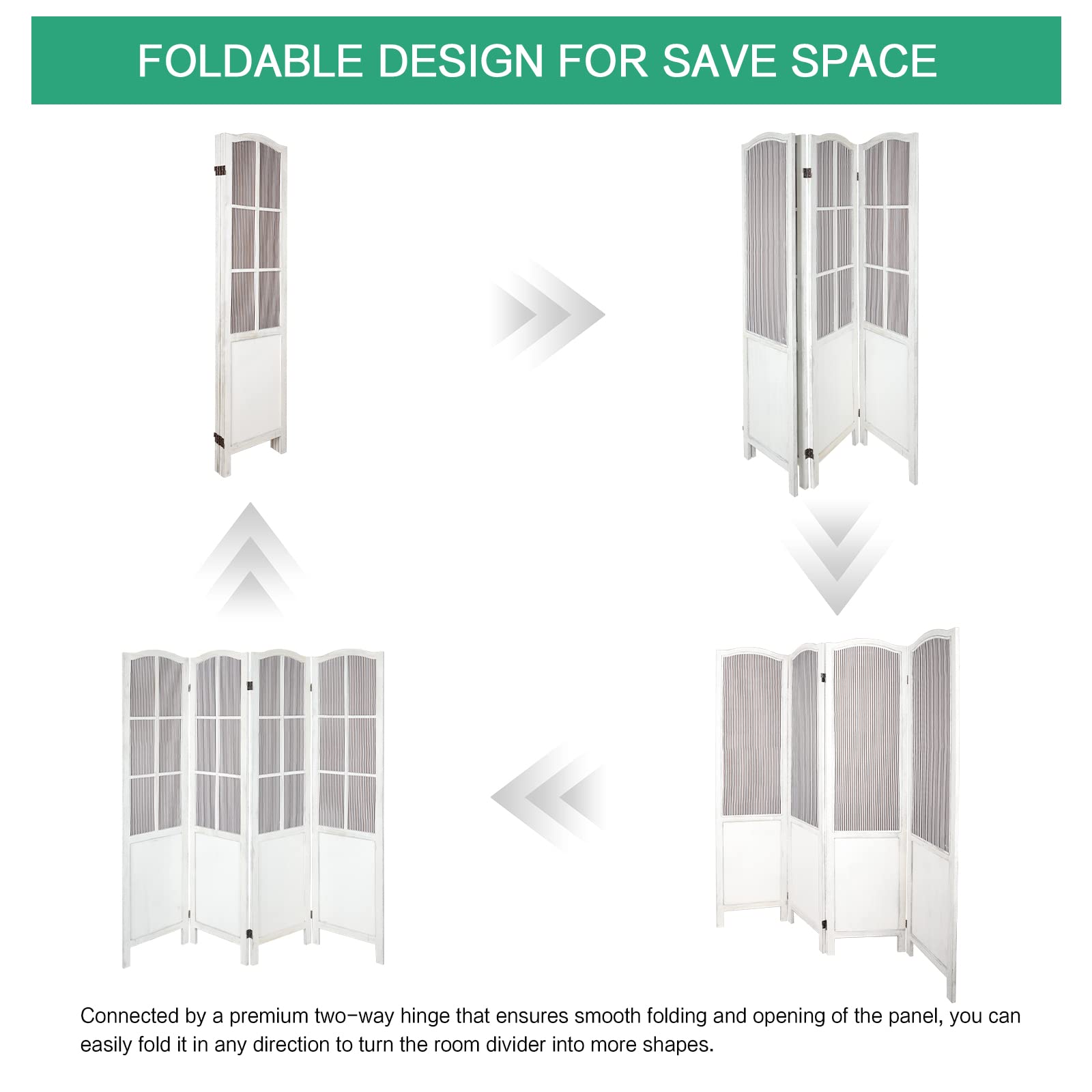 Mua ECOMEX Room Divider 4 Panel, Room Divider with Vertical Striped ...