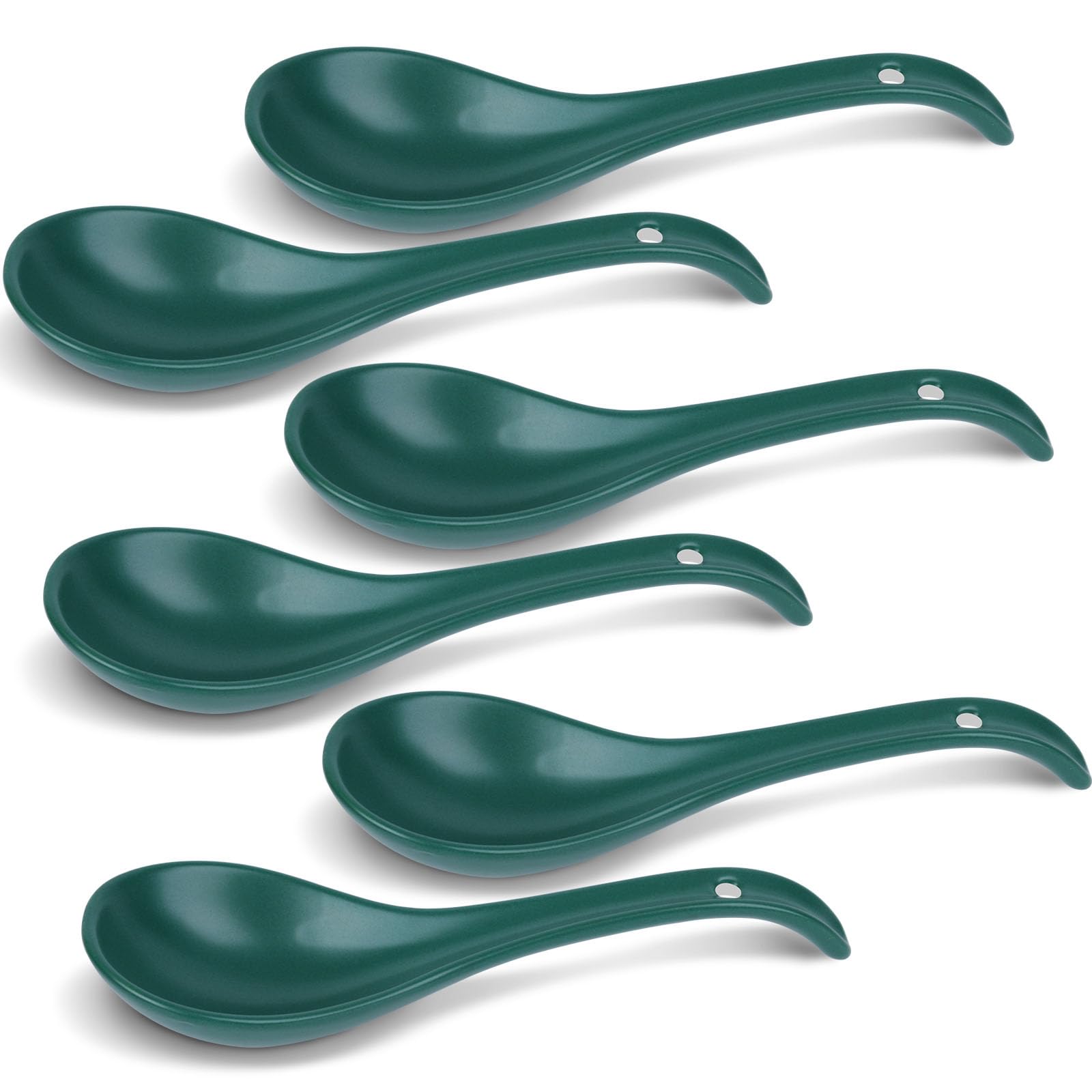 LOVEINUSA Soup Spoons, Ceramic Asian Soup Spoons 6.8 Inch Large ...