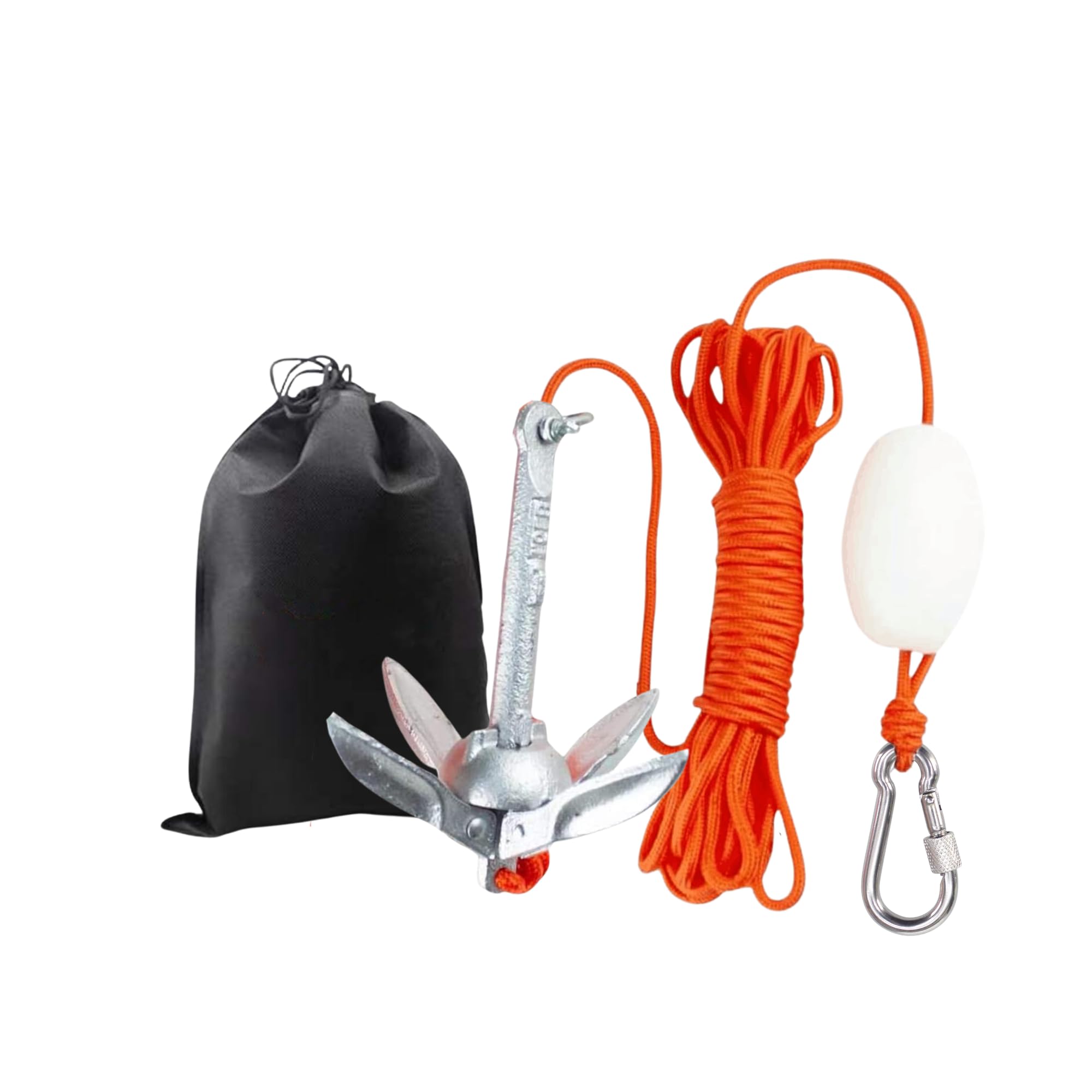 AITREASURE Small Boat Anchor Kit Folding Grapnel Anchor Carbon Steel ...