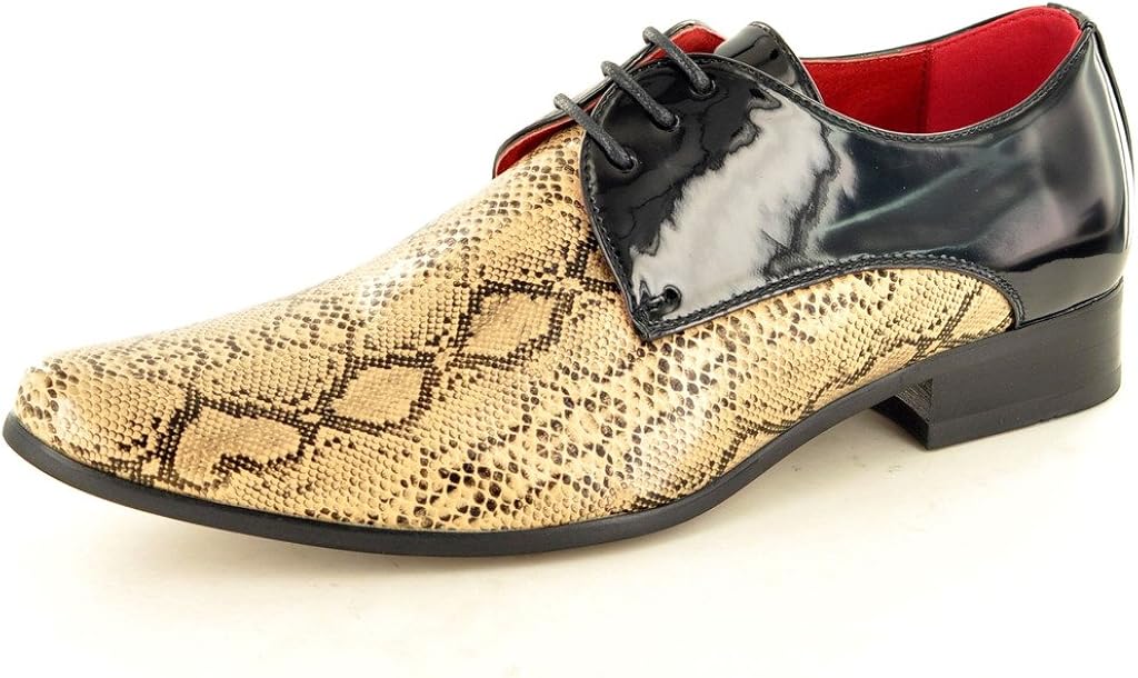 Mens Leather Lined Snake Skin Pattern Pointed Winkle Pickers Patent ...