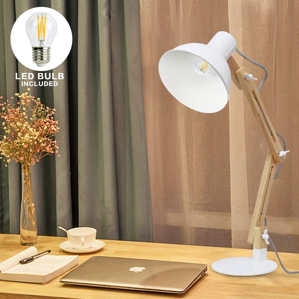 Amazon.com: DLLT Led Wood Desk Lamp, Architecture Flexible Table Lamp ...