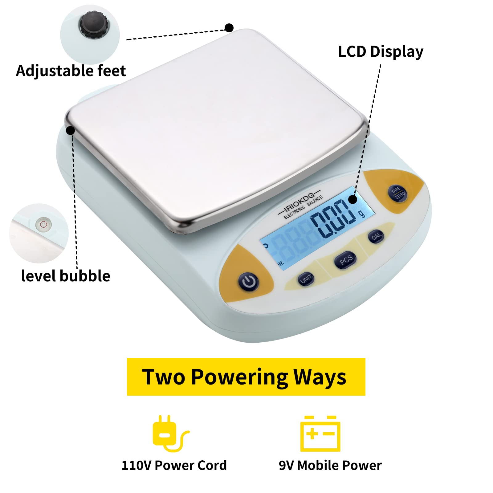 IRIOKDG Lab Scale 0.01g High Precision Digital Gram Scale .01 Gram ...