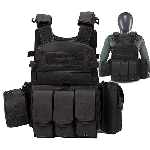 STORM FOCUS Tactical Vest for Men and Military Vest - Black Airsoft ...