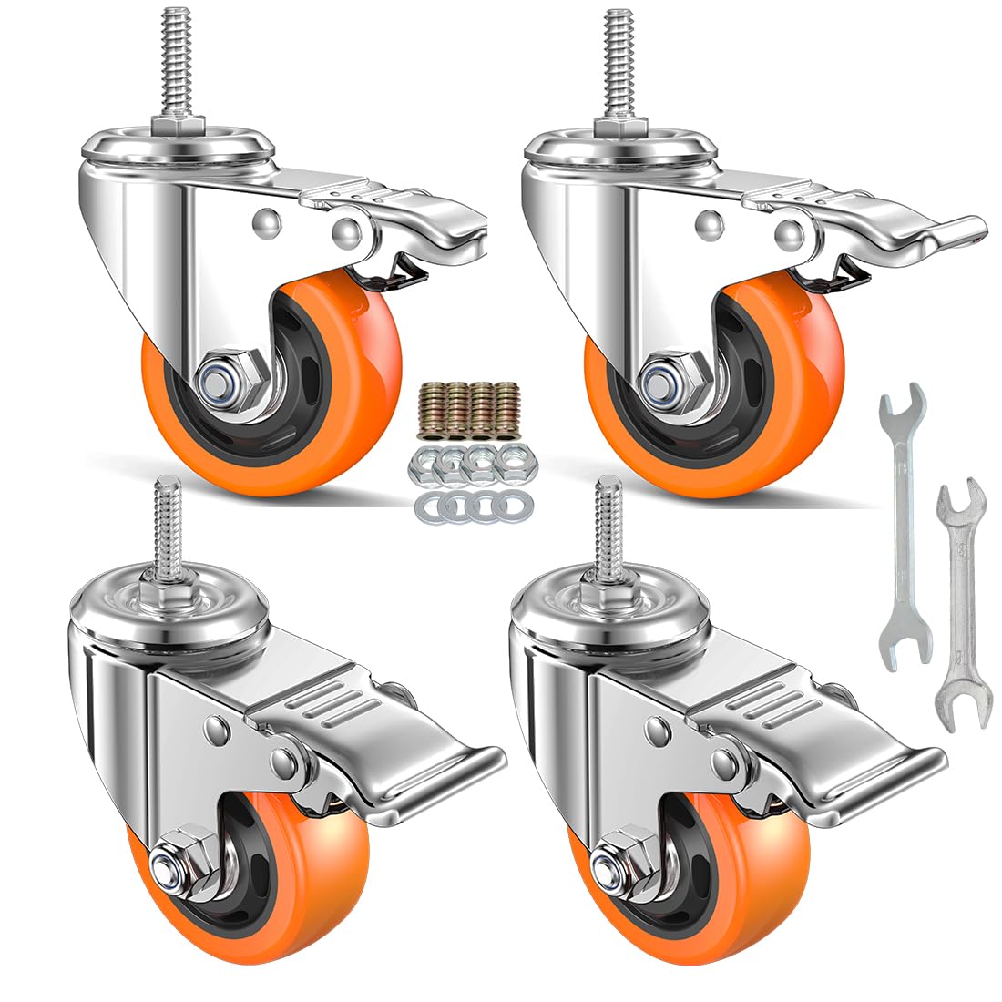 Stem Caster Wheels Heavy Duty Casters PVC M8-1.25x1? (Stem Diameter 8mm ...
