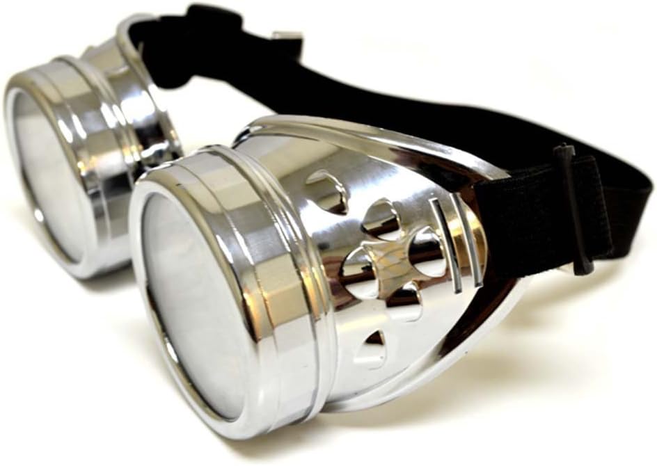 GloFX Chrome Diffraction Goggles – EDM Cyborg Steampunk Rave Glasses ...