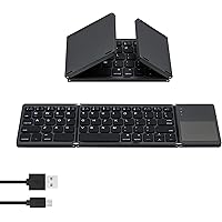 DELUX Full Size Foldable Keyboard Bluetooth with 2-in-1 Touchpad, Tri ...