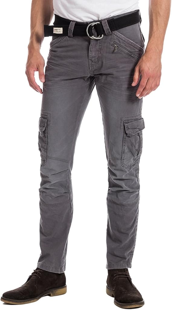Timezone Herren BenitoTZ Slim Cargo Pants incl. Belt Hose, Grau (Grey ...