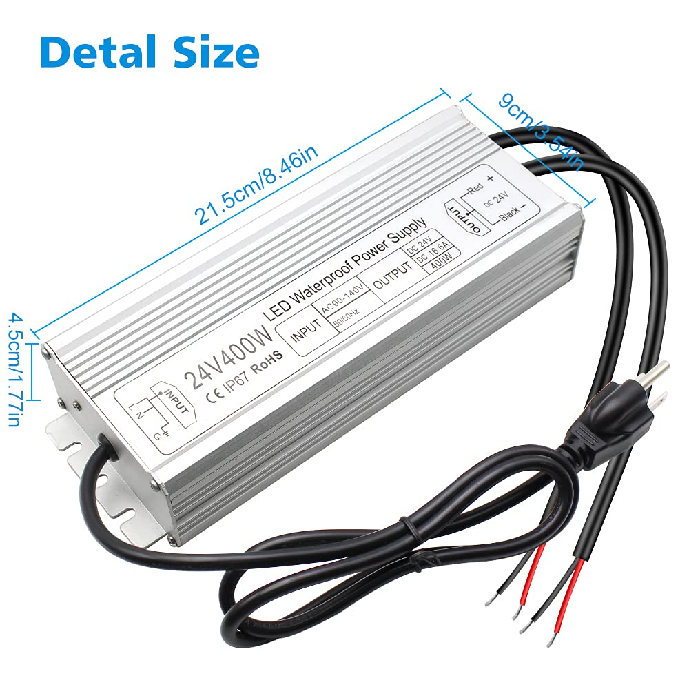 Mua inShareplus 24V 400W LED Power Supply, IP67 Rainproof Waterproof Outdoor Driver,AC 90-140V ...