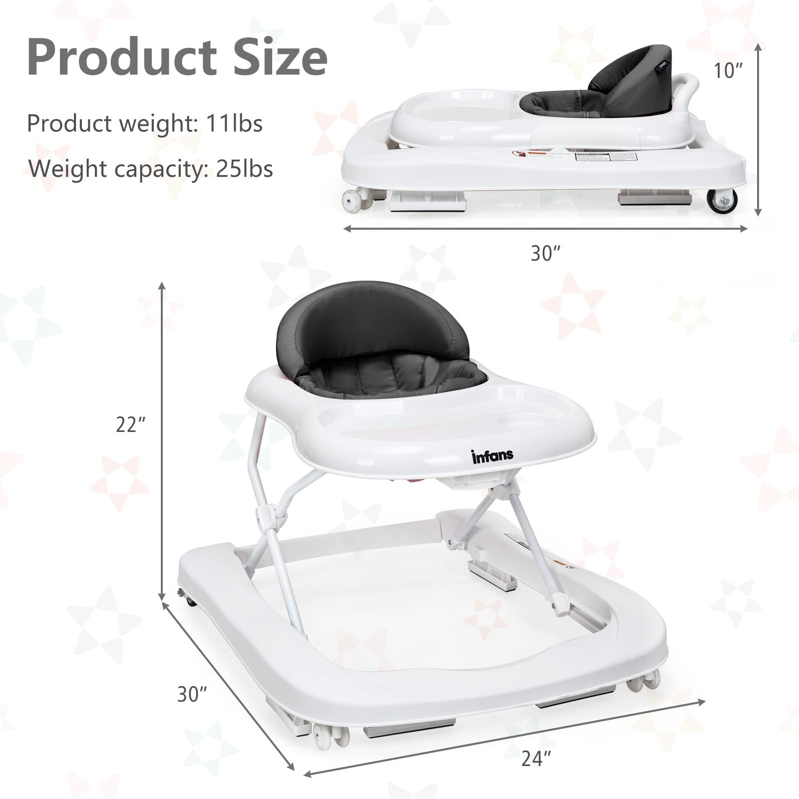 Mua INFANS Foldable Baby Walker, 3 in 1 Toddler Walker Learning-Seated ...