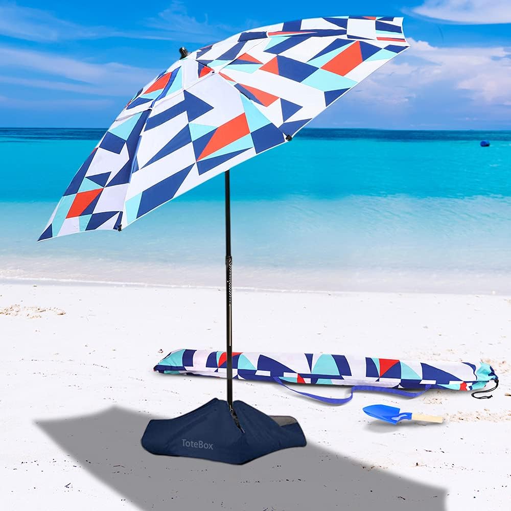 Sombrilla de playa de 2,3 m, parasol portátil para patio, protección ...
