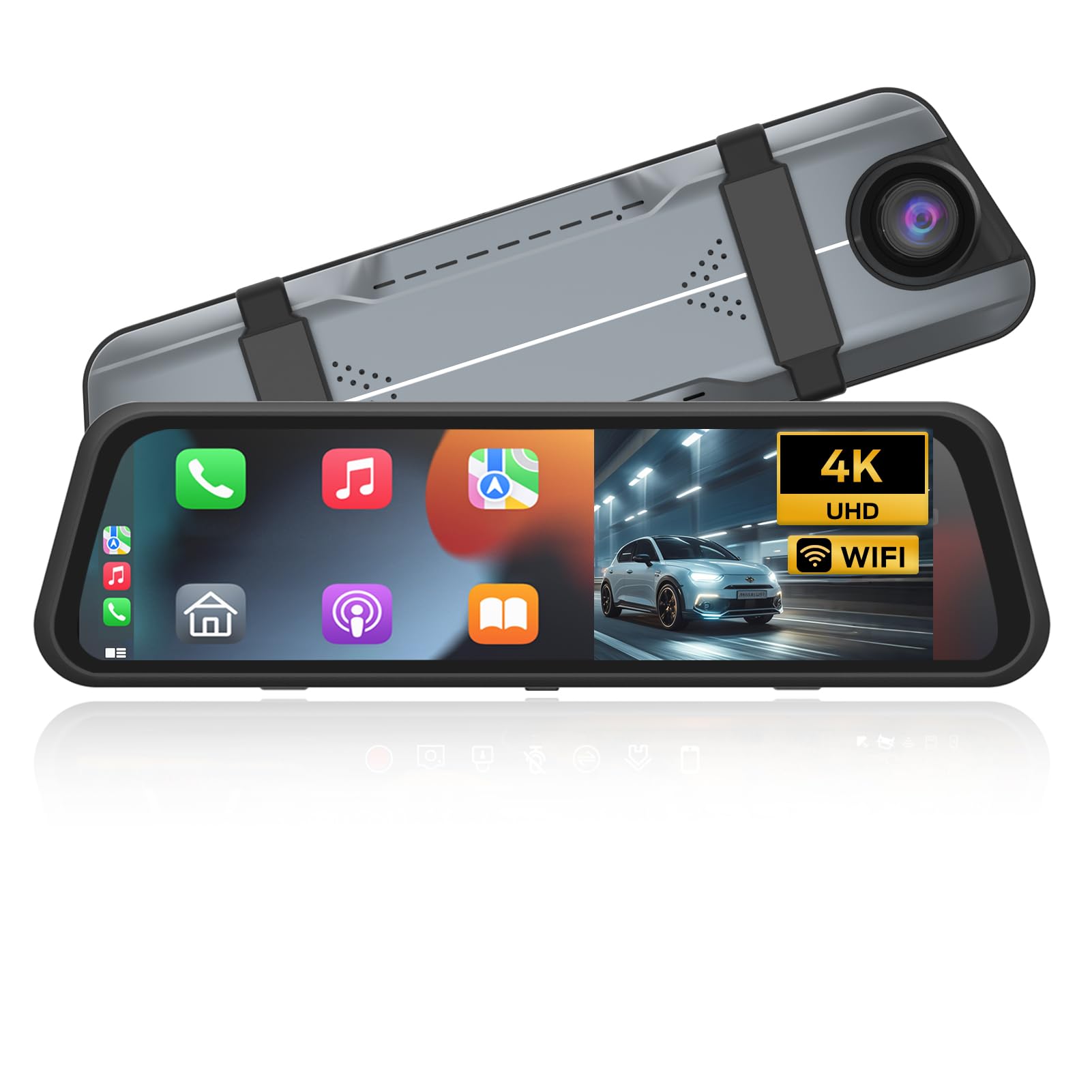 GERMID 4K Rear View Mirror Camera, Dash Cam, 9.66" Full Touch Display ...