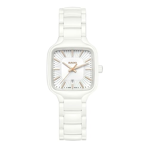 Rado True Square Ladies, White Dial with Gold Index and Date Display ...