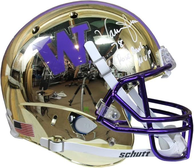 Amazon.com: Warren Moon Autographed Washington Huskies Gold Chrome ...
