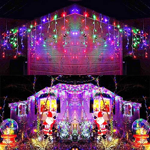 Toodour Icicle Christmas Lights, 432 LED 35.4ft 8 Modes Icicle String ...