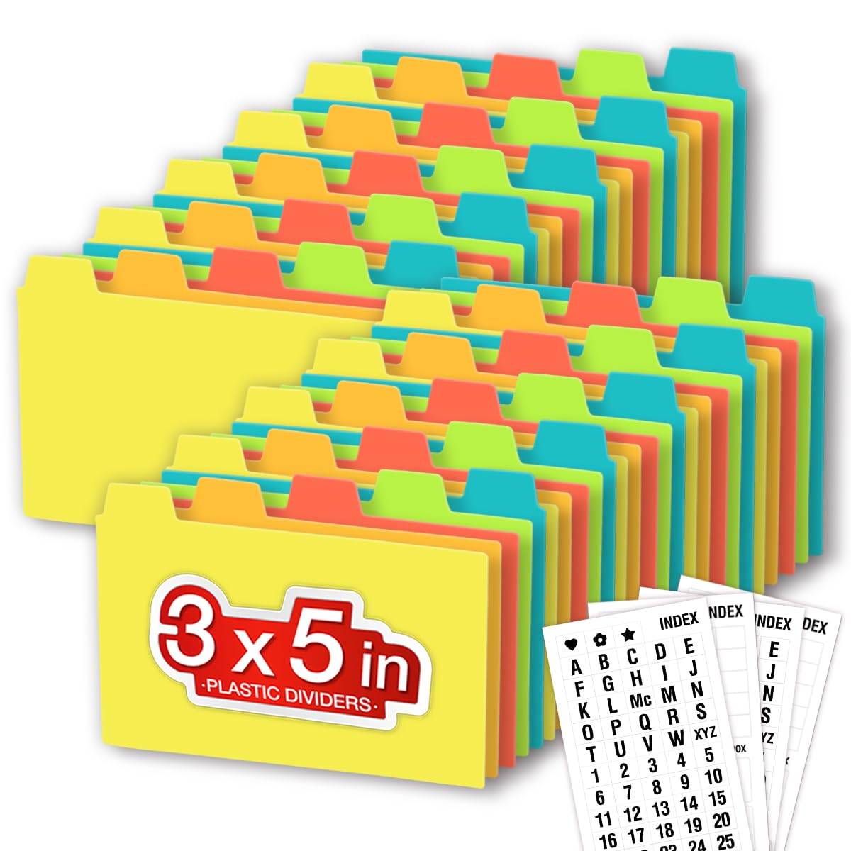 Chell 3x5 Plastic Index Card Dividers, Heavyweight Poly Index Card ...