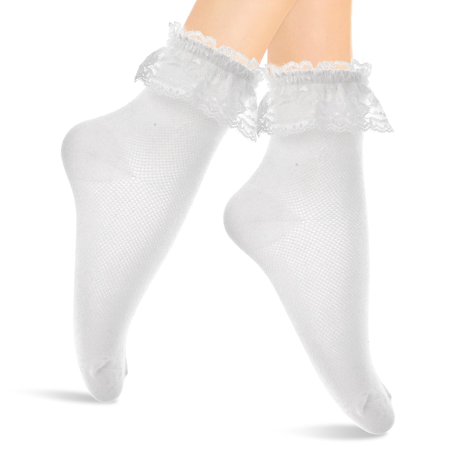 WY LIGHTING LEVEL Women Lace Ankle Socks, Lace Ruffle Frilly Ankle ...