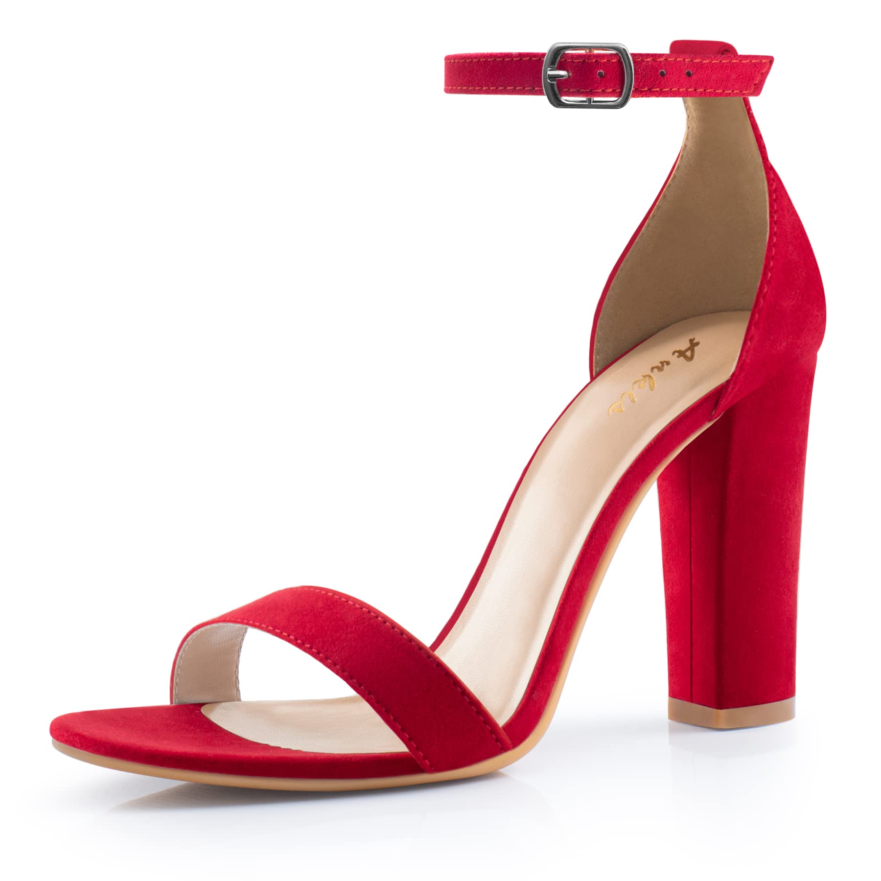 Ankis Red Heels for Women Open Toe Ankle Strap High Heel Sandals Party ...