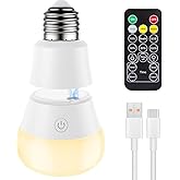 SCOPOW 1PC Rechargeable Light Bulbs with Remote Control Timer and 3 ...