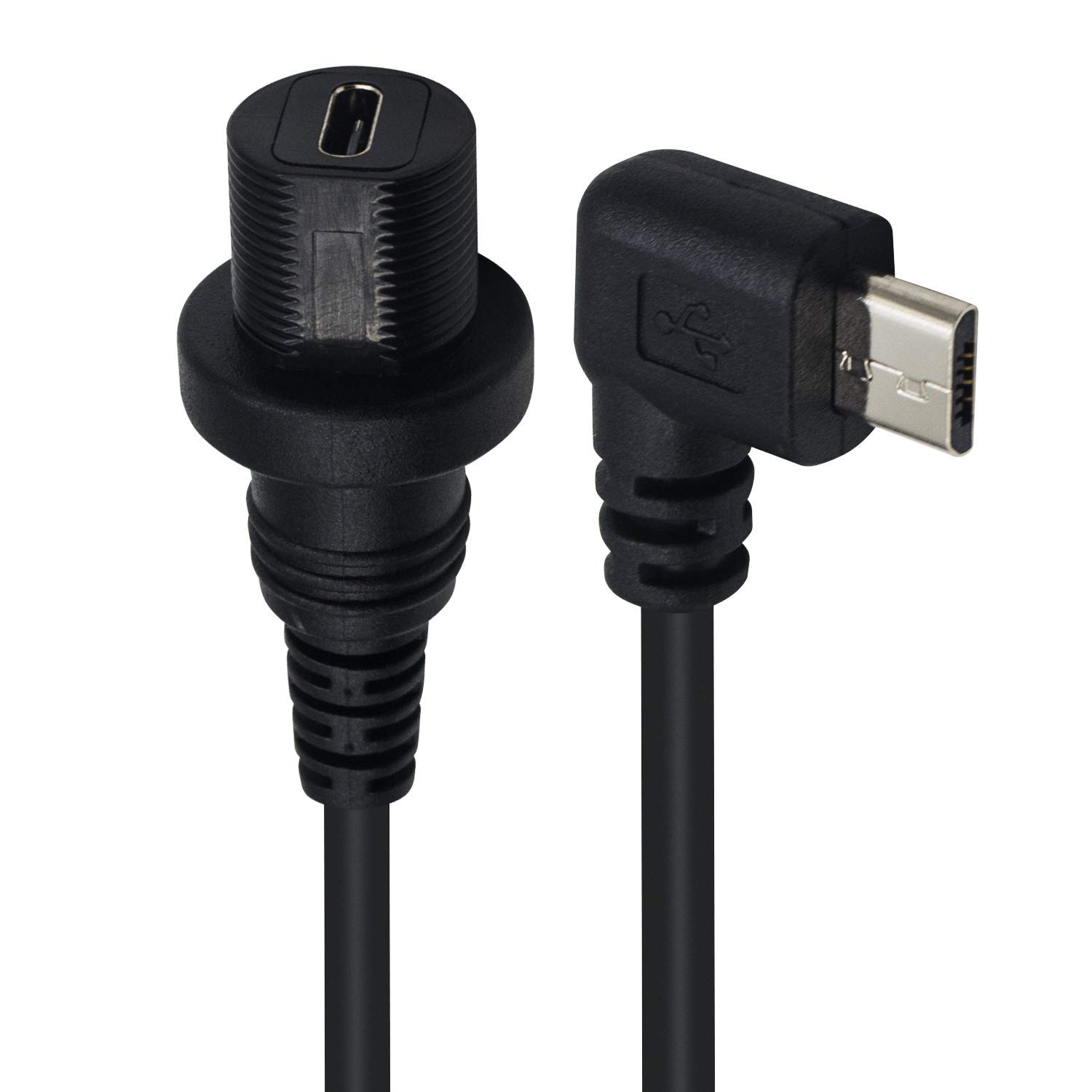 Duttek Micro USB Panel Mount Cable, Left Angled 90 Degree Micro USB ...