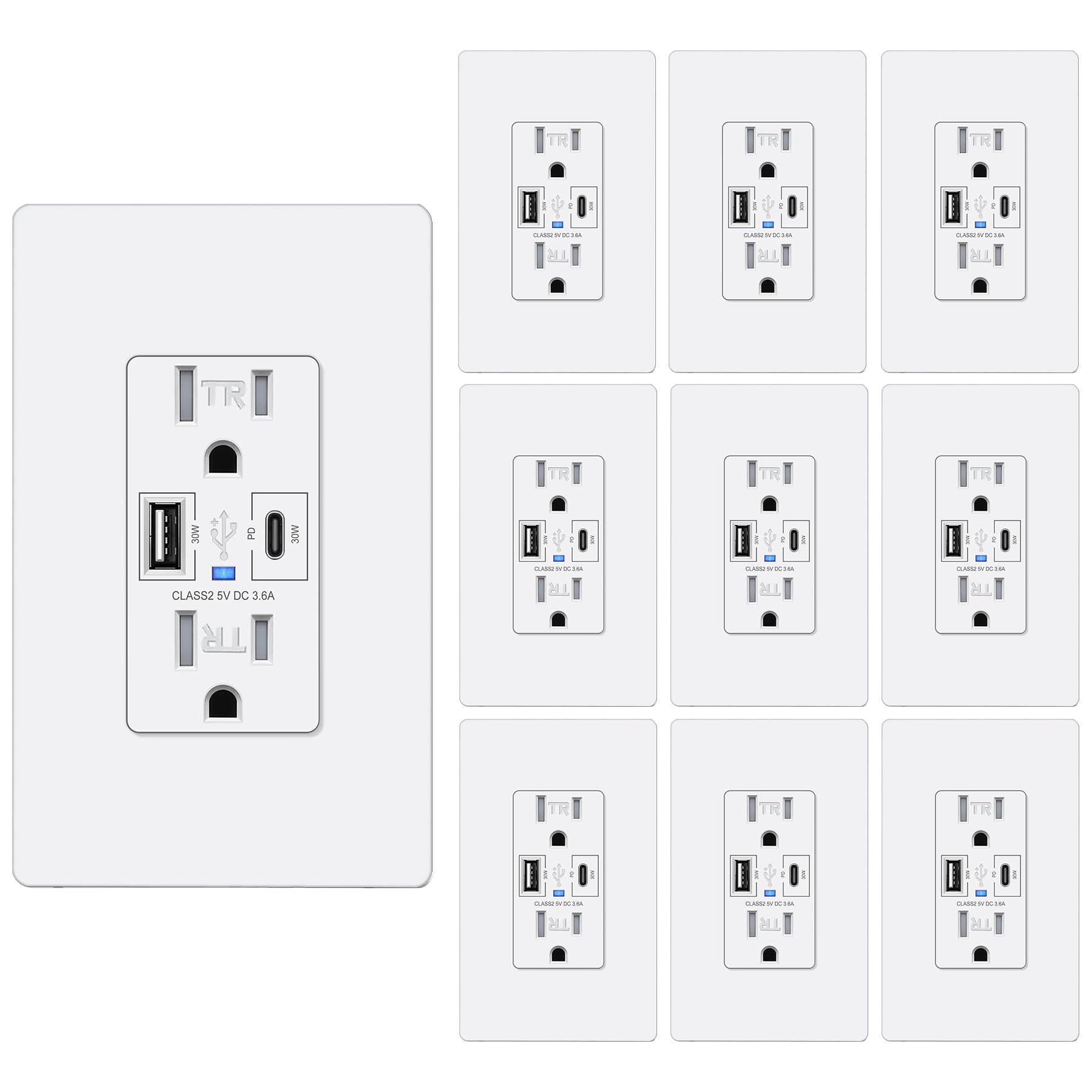 BESTTEN 30W USB C Outlet Receptacle, 15 Amp Quick Charging Outlet with ...