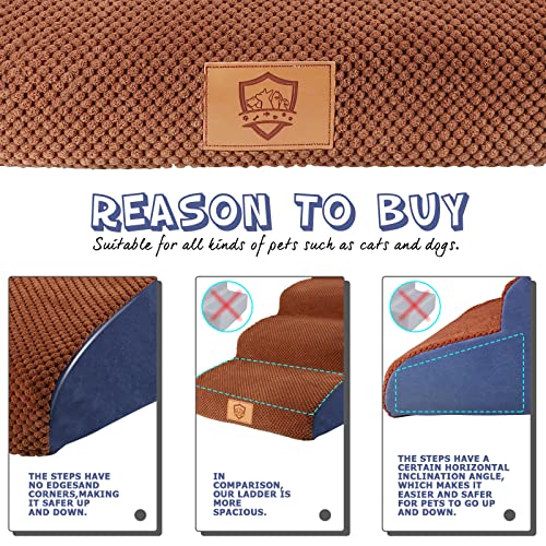 Yamxot High Density Foam Dog Ramp Pet Stairs 4 Steps,Non-Slip,Soft Wide ...