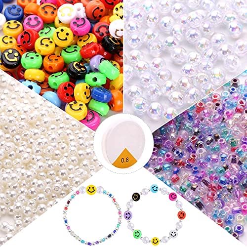 1300 Pcs Smiley Face Beads Set, Included Happy Face Beads, Transparent ...