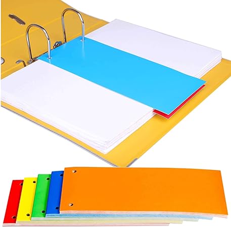 5 x Colour Mix Dividers 1/3 A4 Card for Ring Binders Lever Arch Folders ...