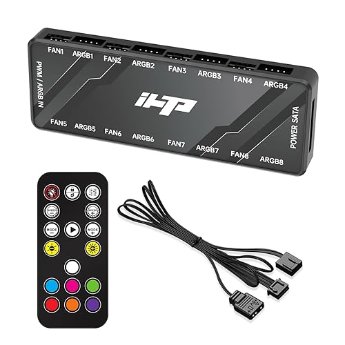 Fan Hub,2 in 1 PWM ARGB Fan hub - 4Pin PWM Hub and 5V 3Pin ARGB Hub,Total 16 Ports, Fan Hub with ...