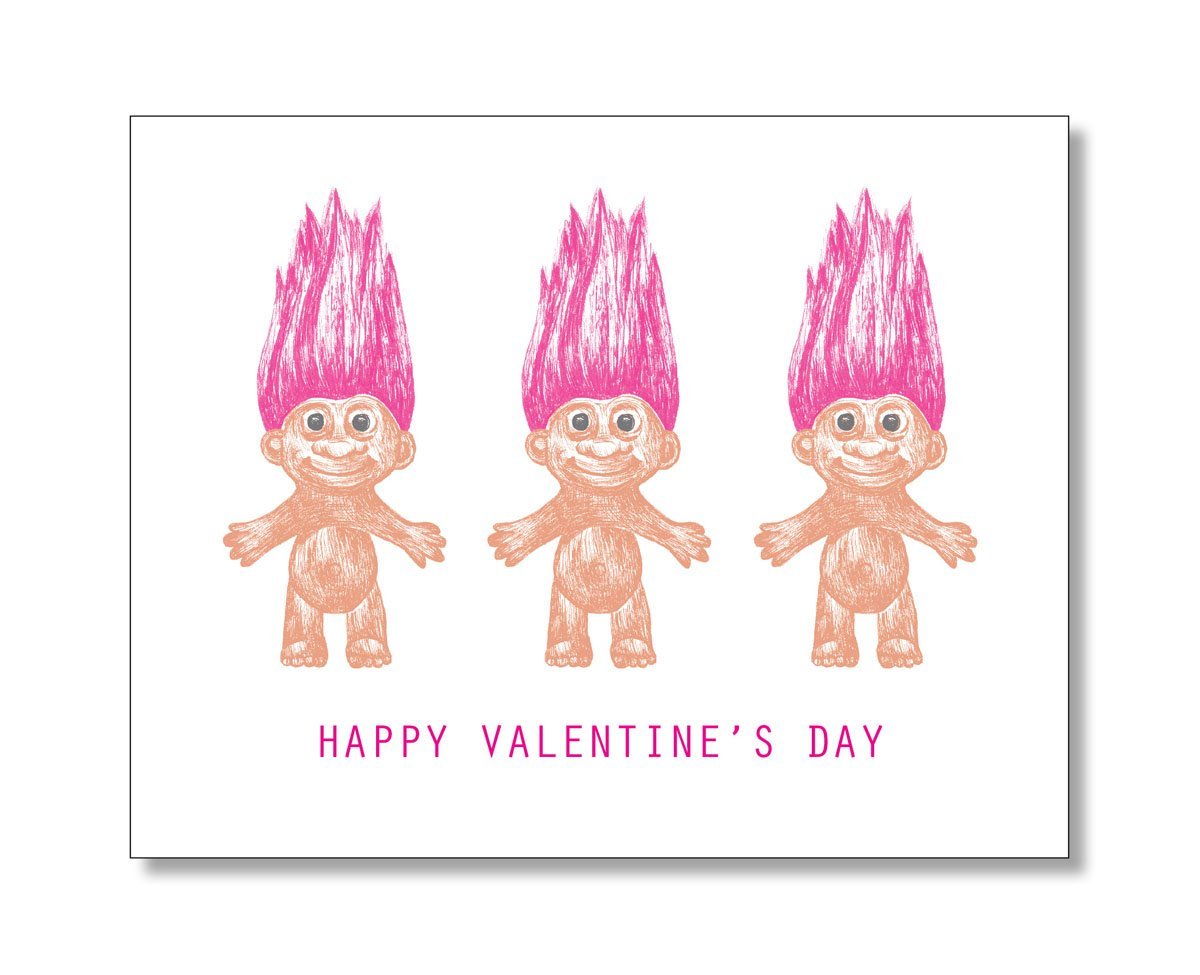 Amazon.com: Happy Valentine's Day TROLL DOLL Card: Handmade