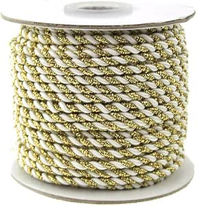 Amazon.com: 2 Ply Twisted Cord Rope Decorative, Gold Trim, 3mm, 25 ...