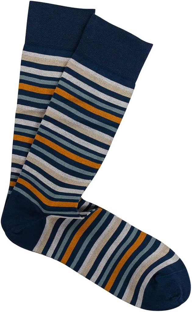 Marcoliani Milano Mens Mid Calf Portofino Stripe Pima Cotton Socks ...