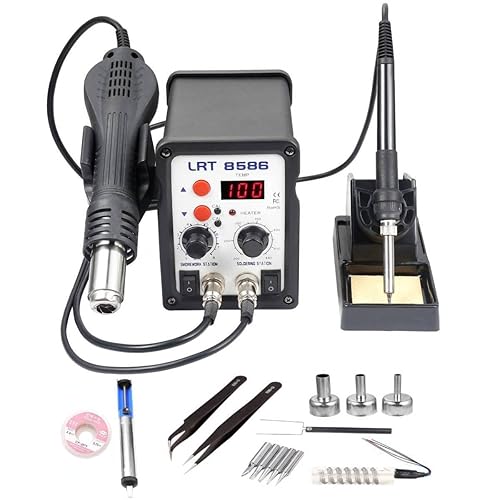 LRT 8586 2-in-1 Soldering Iron Hot Air Station kit for SMD Rework ...