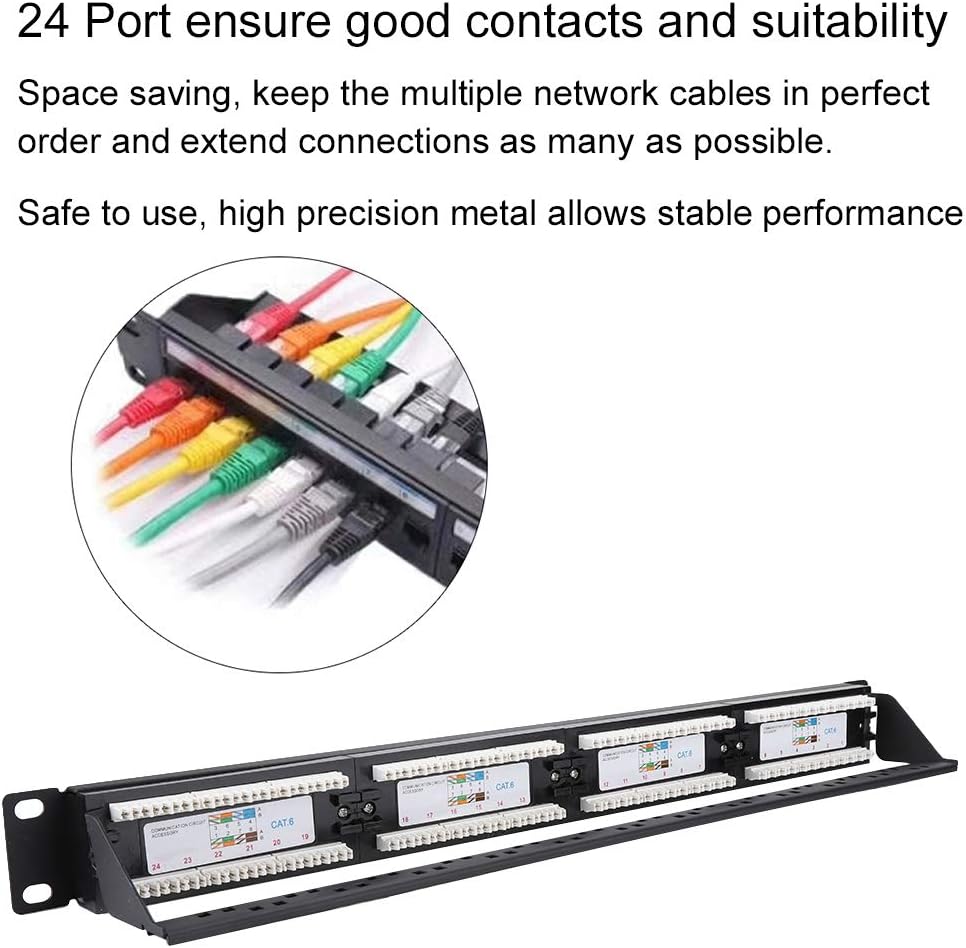 Diyeeni 24 Port CAT6 Ethernet Patch Panel 19″ Rack Mount Patch Panel ...