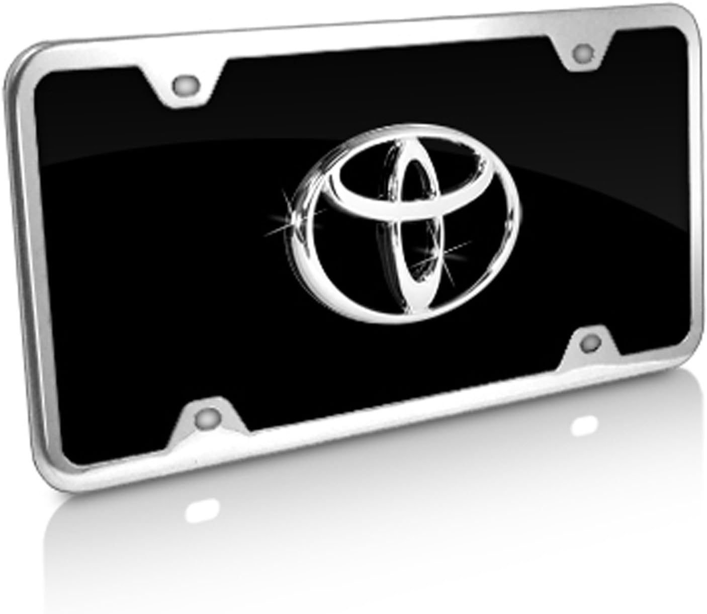 Toyota Logo Black Acrylic License Plate with Chrome Frame Kit, Frames ...