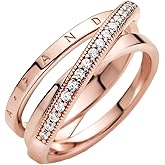 Amazon.com: PANDORA Crossover Pavé Triple Band Ring, PANDORA Shine ...